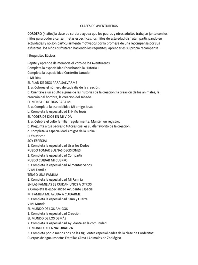 Clases de Aventureros por Edad | PDF | Biblia | Jesús