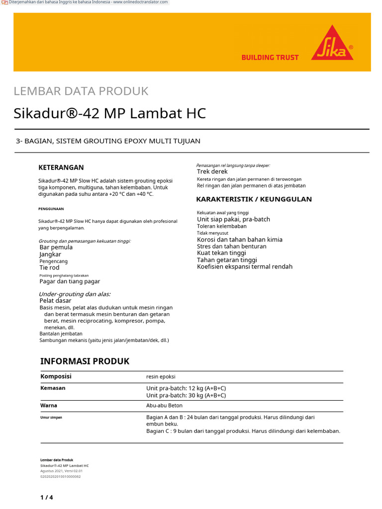 Sikadur - 42 MP Slowhc - En.id | PDF
