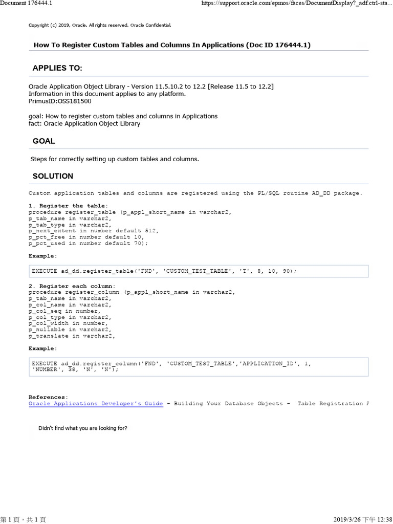 How To Register Custom Tables and Columns in Applications | PDF