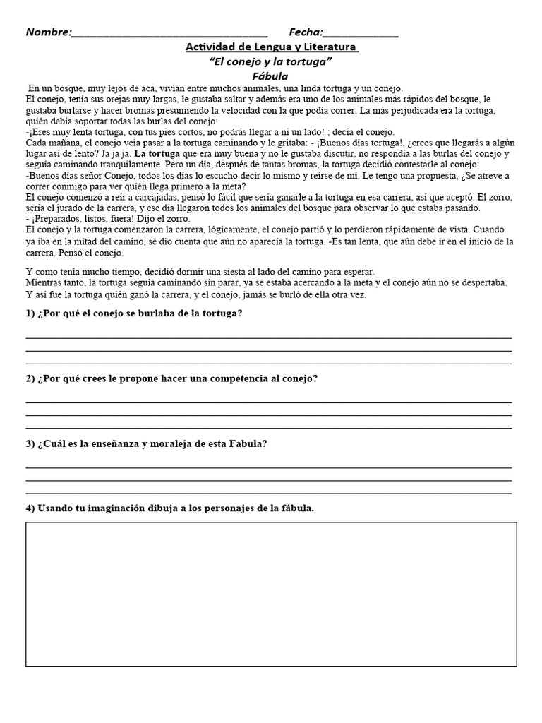 El Conejo y La Tortuga | PDF