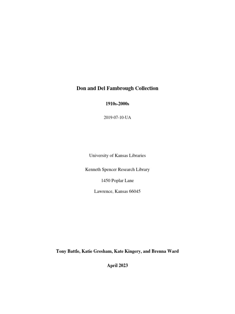 Group 7 Don and Del Fambrough Finding Aid-1-2 | PDF | Kansas Jayhawks ...