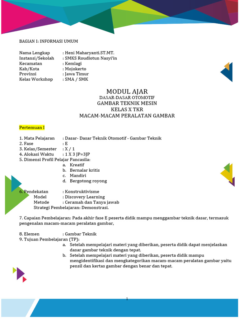 Gartek-Modul 1-Peralatan Gambar | PDF