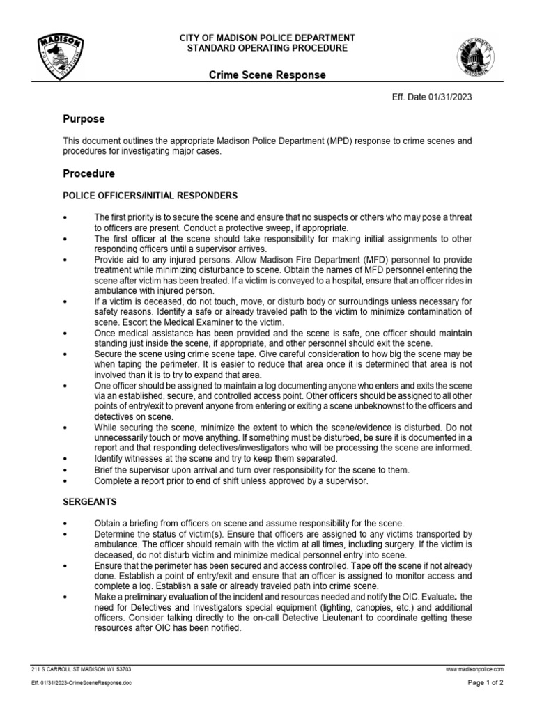Crime Scene Response | PDF | Crime Scene | Detective