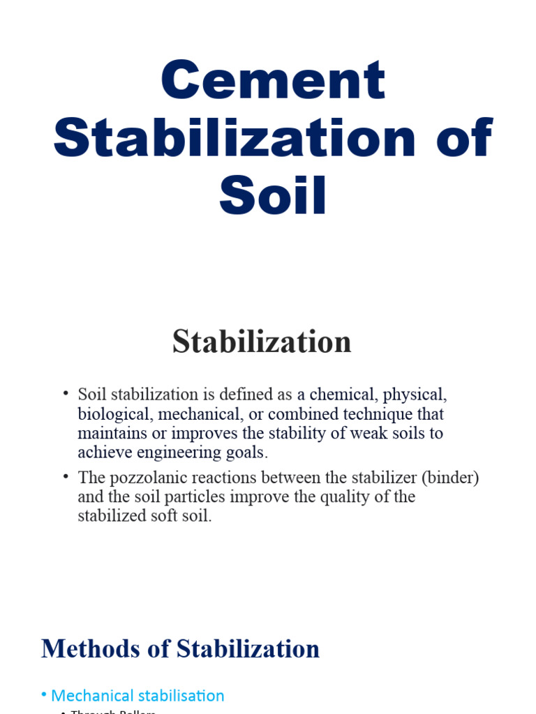 Cement Stabilization of Soil | PDF | Cement | Road Surface