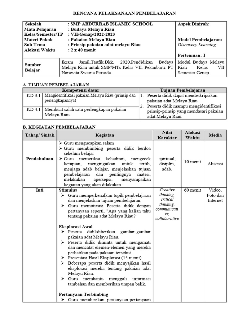 RPP BMR 1 | PDF | Karier & Perkembangan