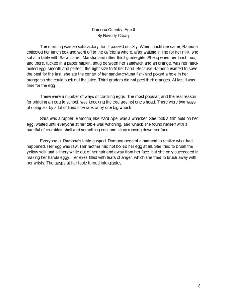 RCM 2 Prose - Ramona Quimby, Age 8 | PDF