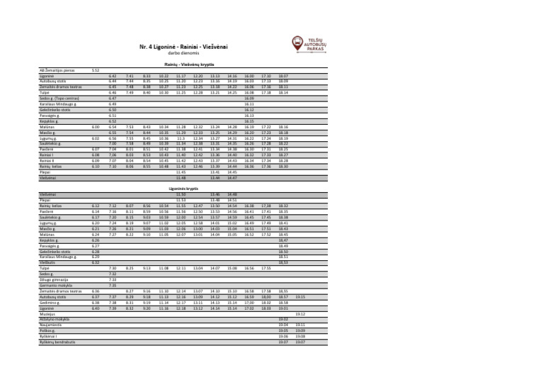 Nr. 4 Ligonine Rainiai Viesvenai Darbo Dienomis | PDF