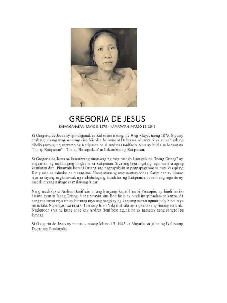Gregoria de Jesus | PDF