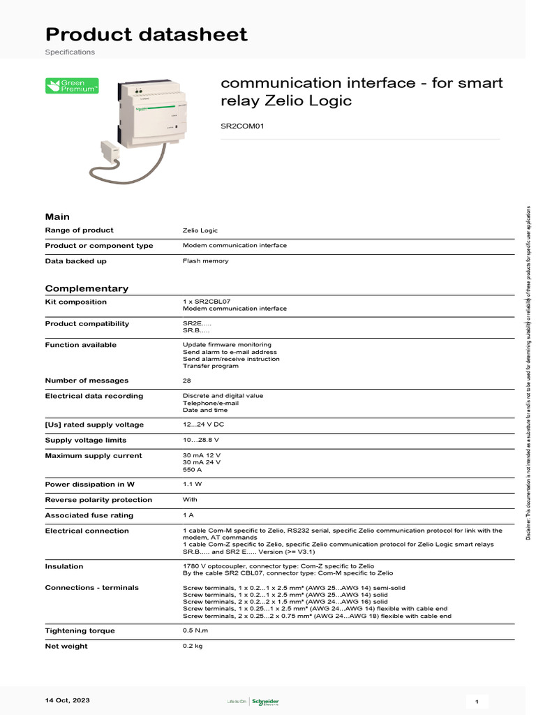 Smart Relay - Zelio Logic SR2 - SR3 - SR2COM01 | PDF | Electrical Connector | Modem