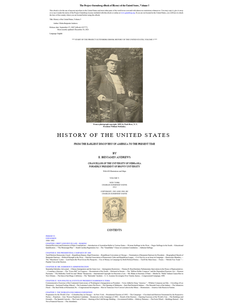 History of The United States - Volume 5 - by E. Benjamin Andrews | PDF ...