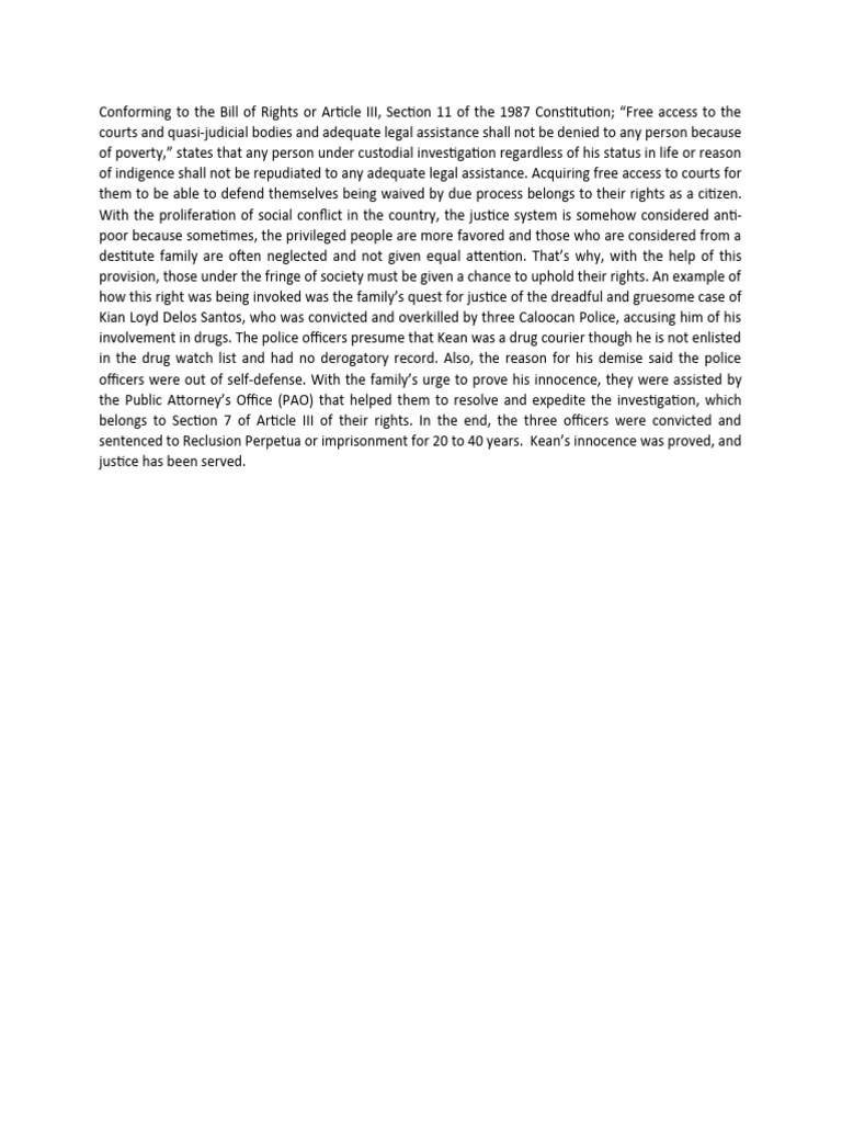 Bill of Rights (Article III, Section 11) | PDF