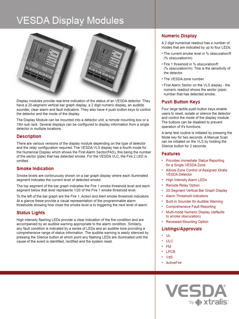 12 VESDA Display Modules TDS AQ IE Lores | PDF | Light Emitting Diode ...