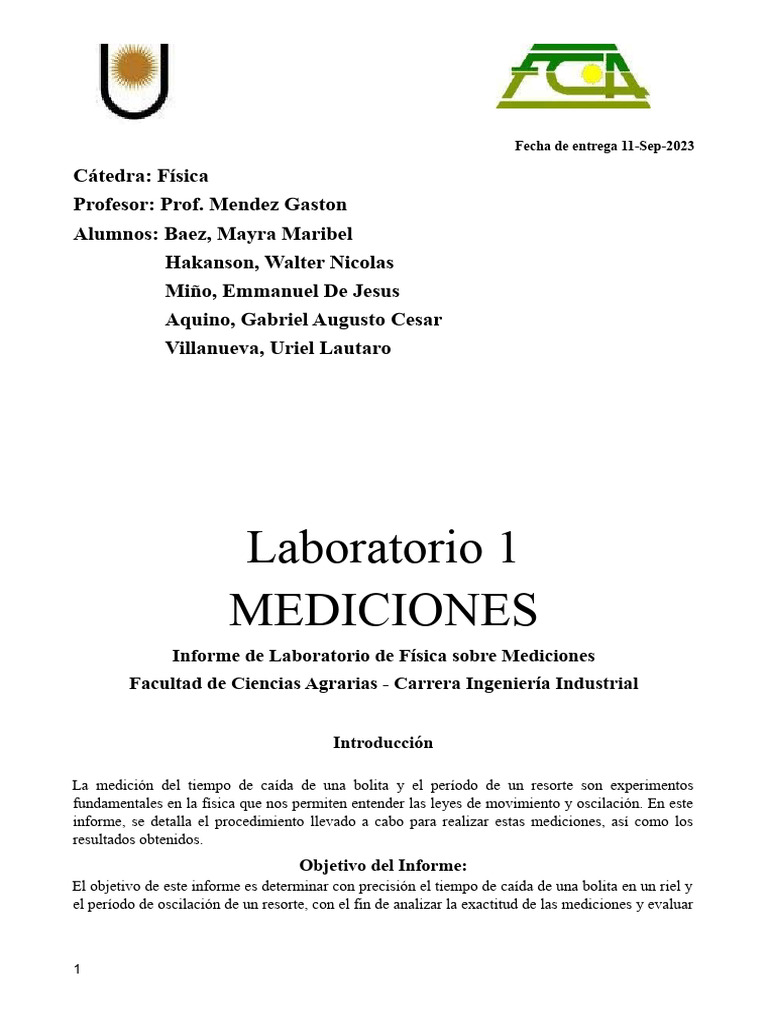 Laboratorio de Física - Mediciones | PDF | Medición | Science