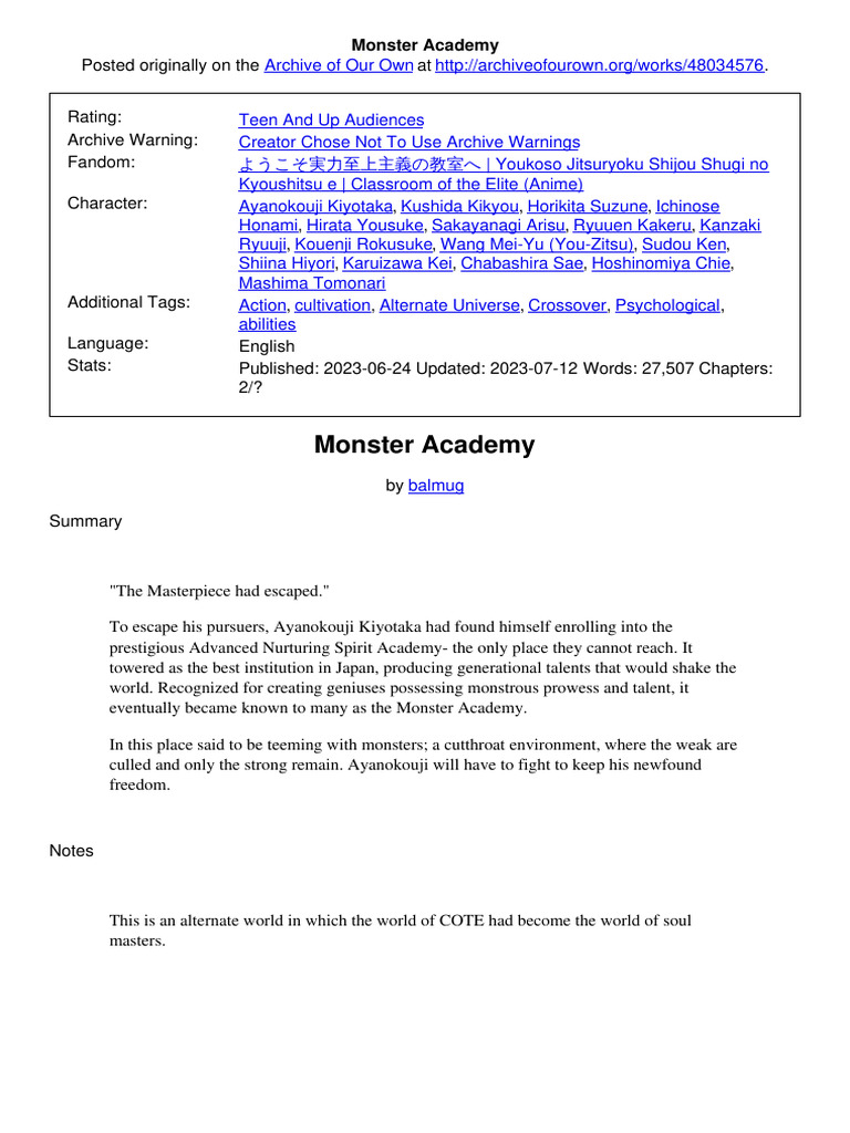 Welcome to Monster Academy | PDF | Curiosity