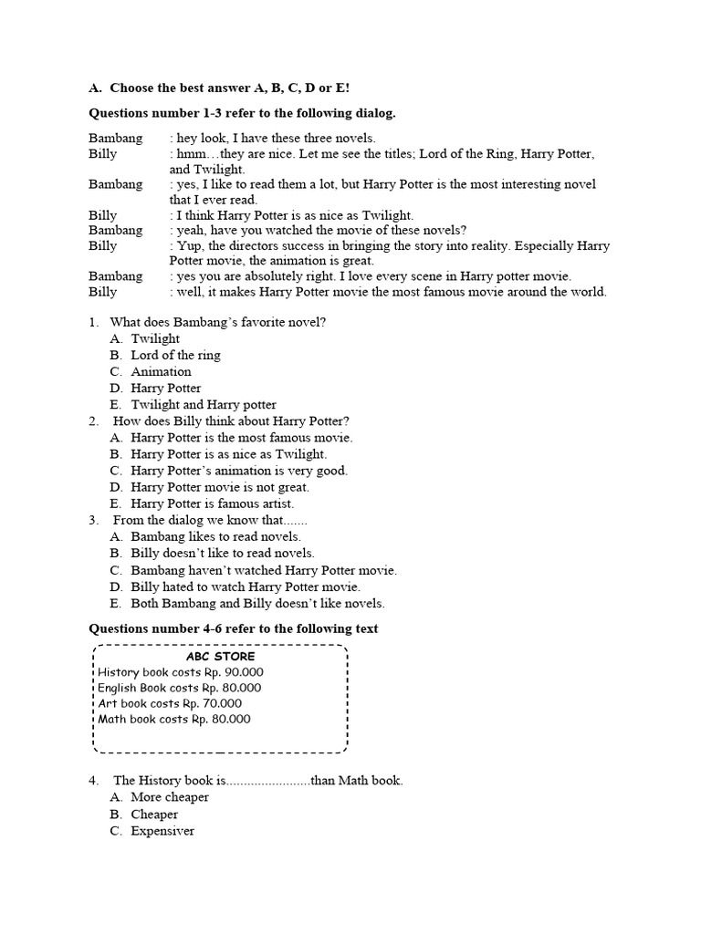 Soal Uas Bahasa Inggris Kls X 2018-2019 (Genap) Edit | PDF