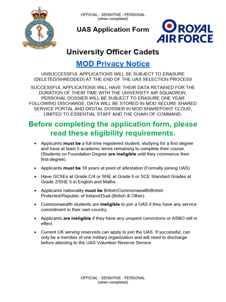 Raf Uas Application Form 2 | PDF | Career & Growth | Business