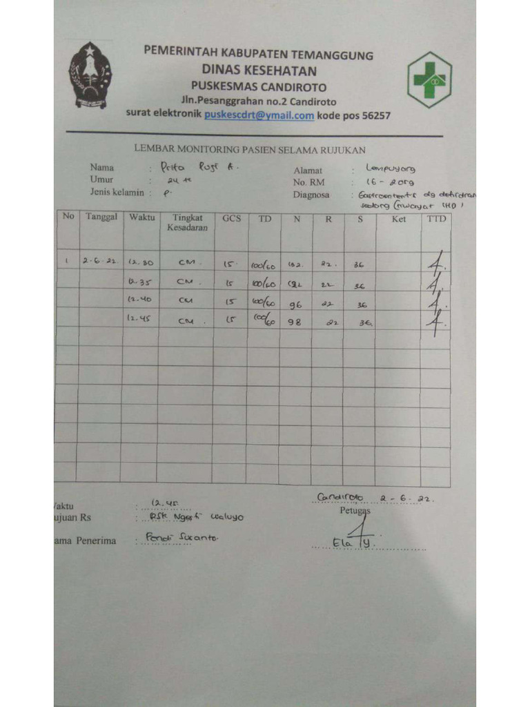 3.7.1.2 Contoh Form Monitoring Selama Proses Rujukan | PDF