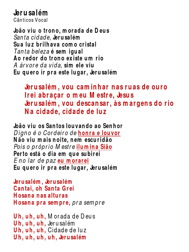 Jerusalém - Letra | PDF | Arte | Religião e Espiritualidade