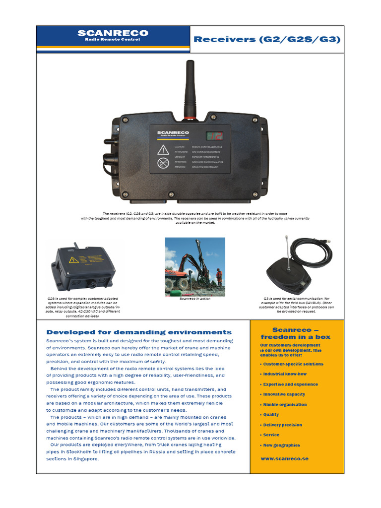 Scanreco G2/G2S/G3 Receiver Overview | PDF | Radio | Crane (Machine)