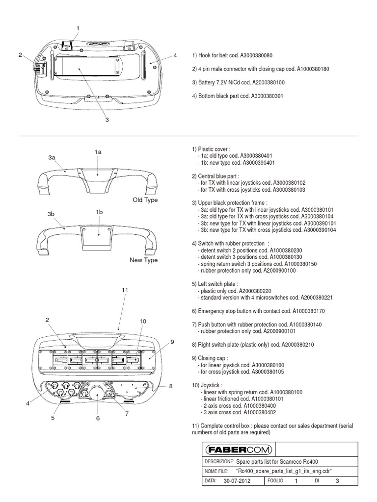 sg#rc400 Spare Parts List g1 Eng | PDF | Electrical Connector | Switch