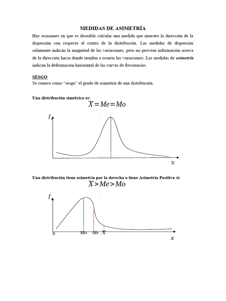 Medidas de Asimetría | Descargar gratis PDF | Oblicuidad | Asimetría
