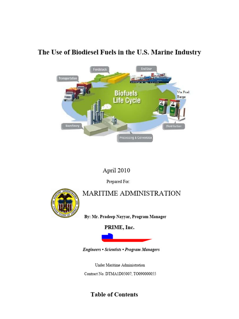 The Use of Biodiesel Fuels in The US Marine Industry | PDF | Biodiesel ...