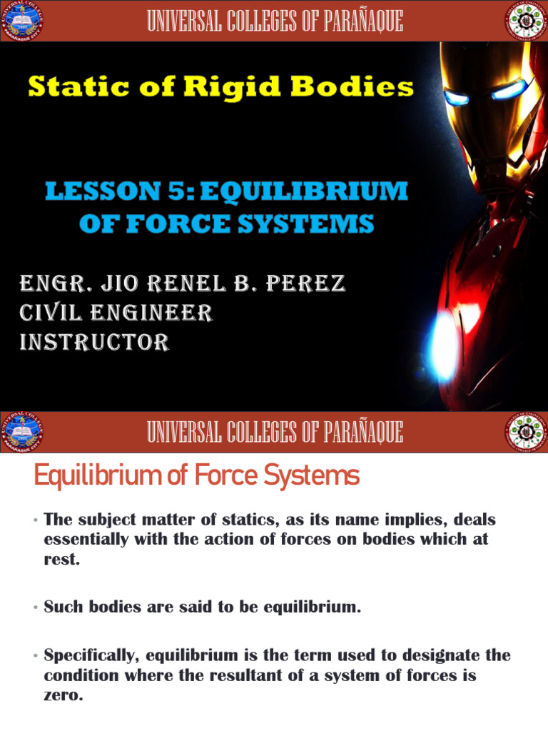 Lesson 5. Equilibrium of Force Systems | PDF | Force | Weight
