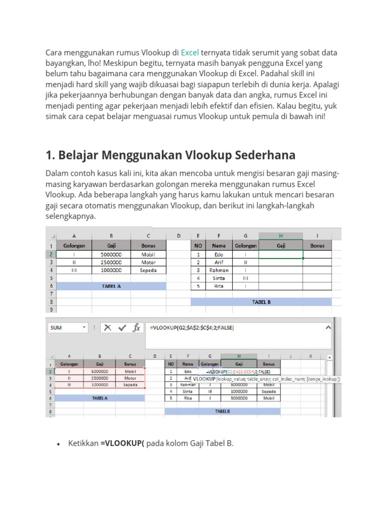 Cara Menggunakan Rumus Vlookup | PDF