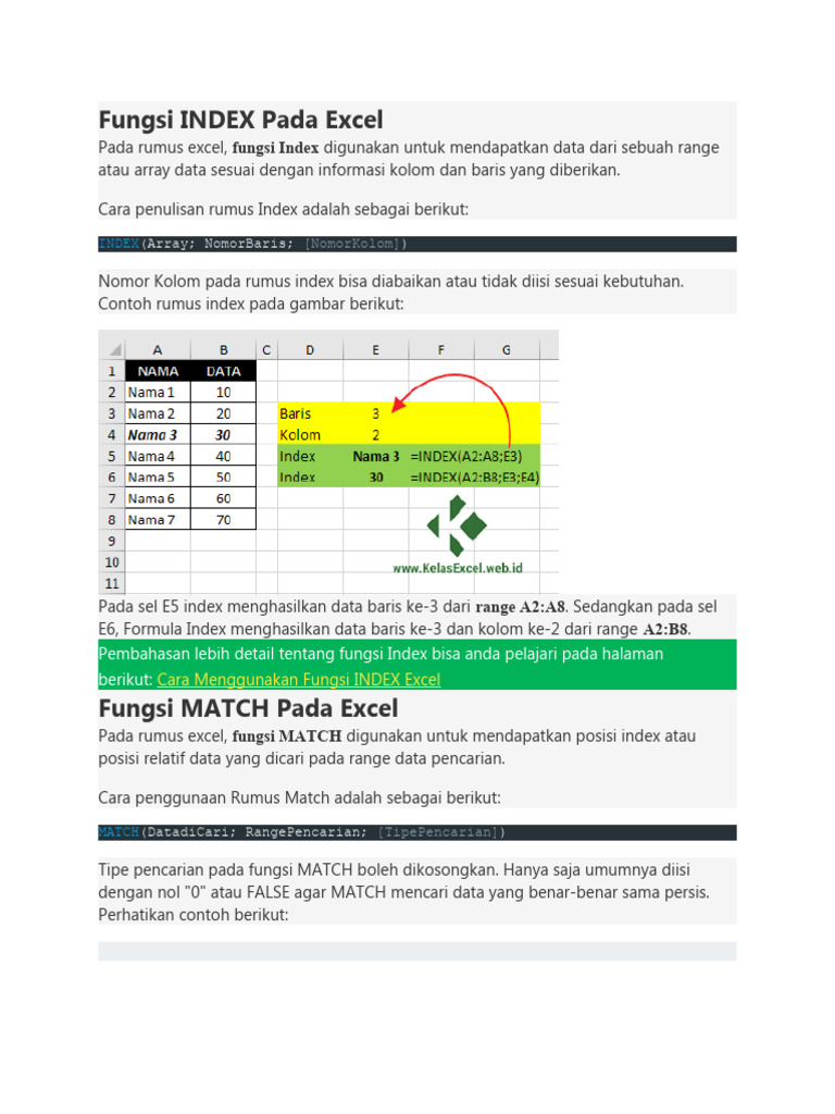 Fungsi INDEX Pada Excel | PDF