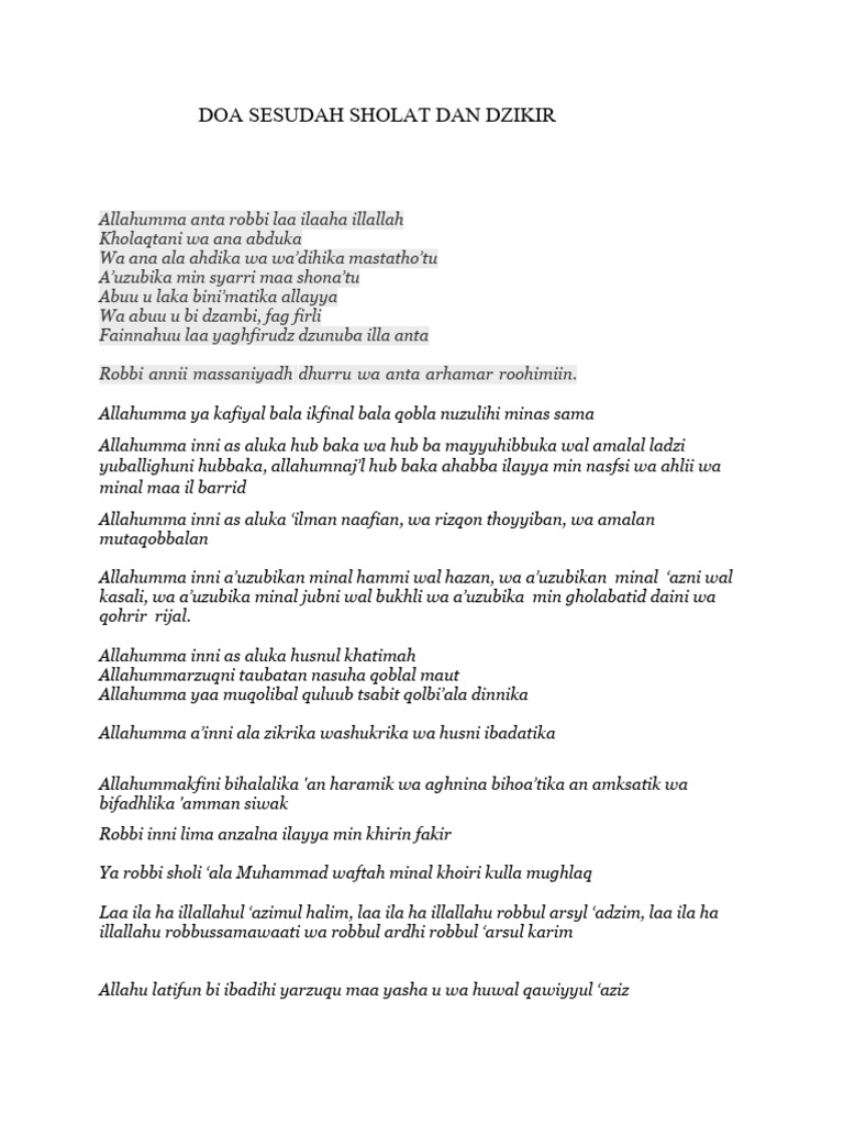 Doa Sesudah Sholat Dan Dzikir | PDF