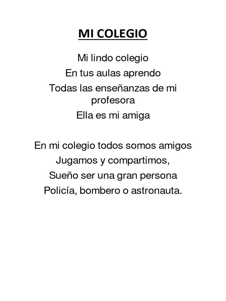 Mi Colegio Poesia | PDF