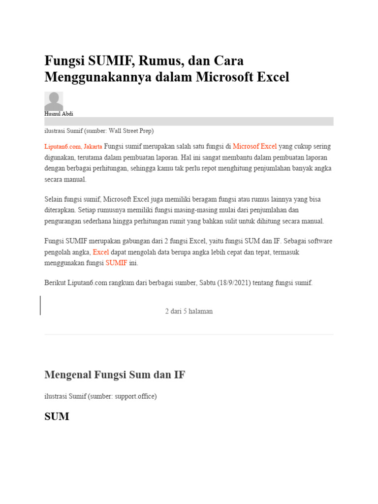 Fungsi SUMIF | PDF