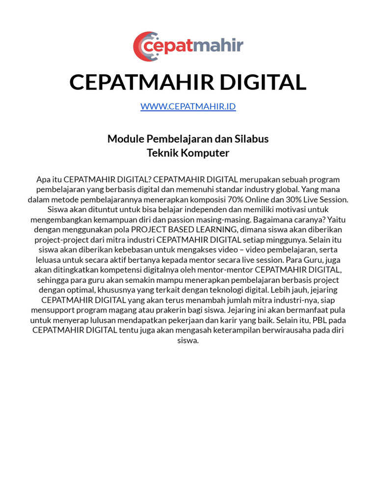 Module Pembelajaran Dan Silabus Teknik Komputer | PDF | Komputer