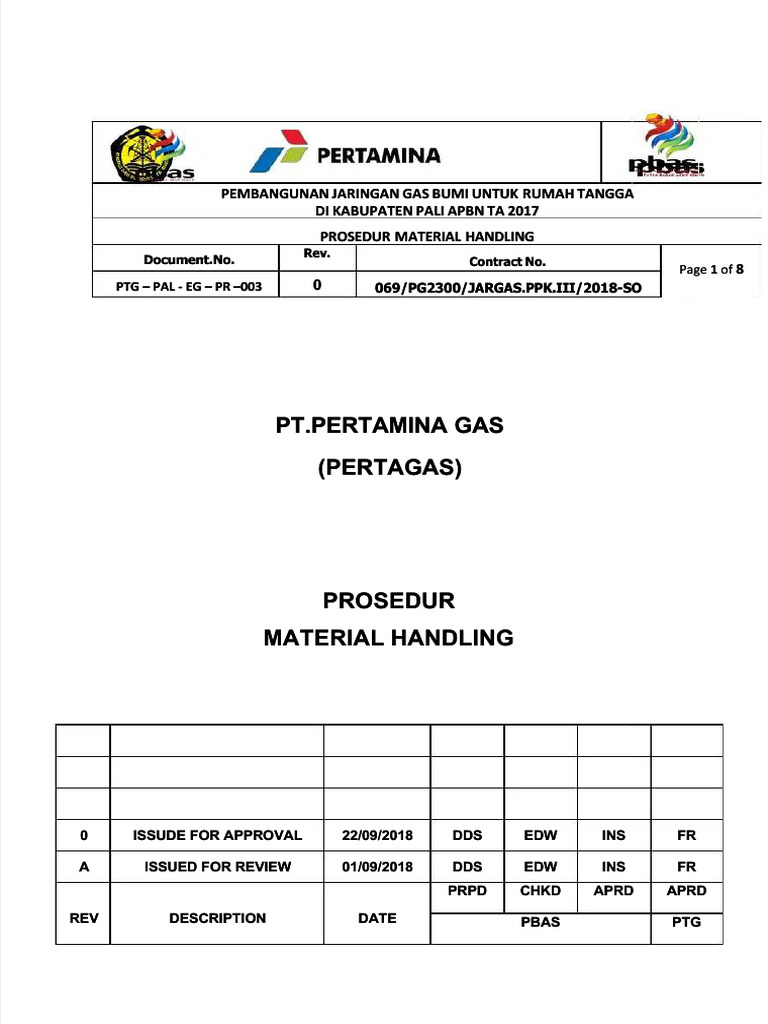PDF PTG Pal Eg PR 003 Prosedur Material Handling Pipa Pe Rev0 Compress | PDF