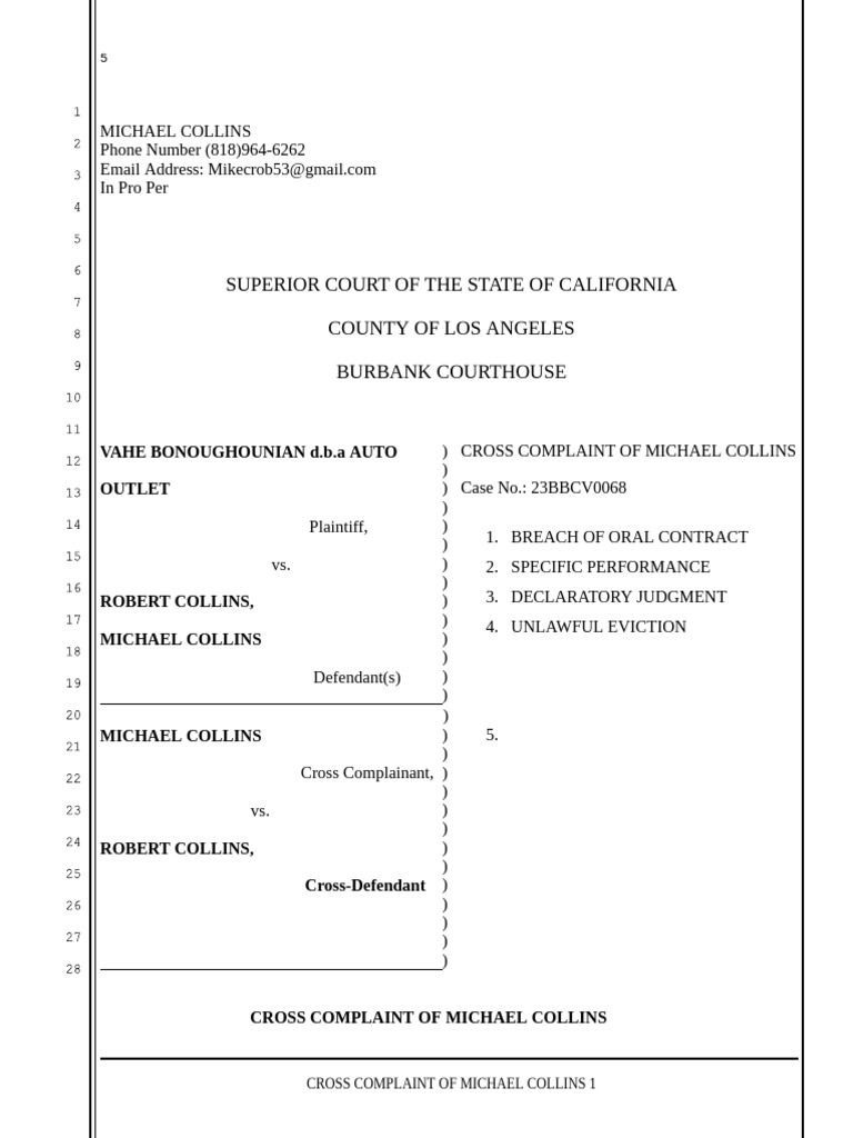 Cross-Complaint-1Michael Collins | PDF