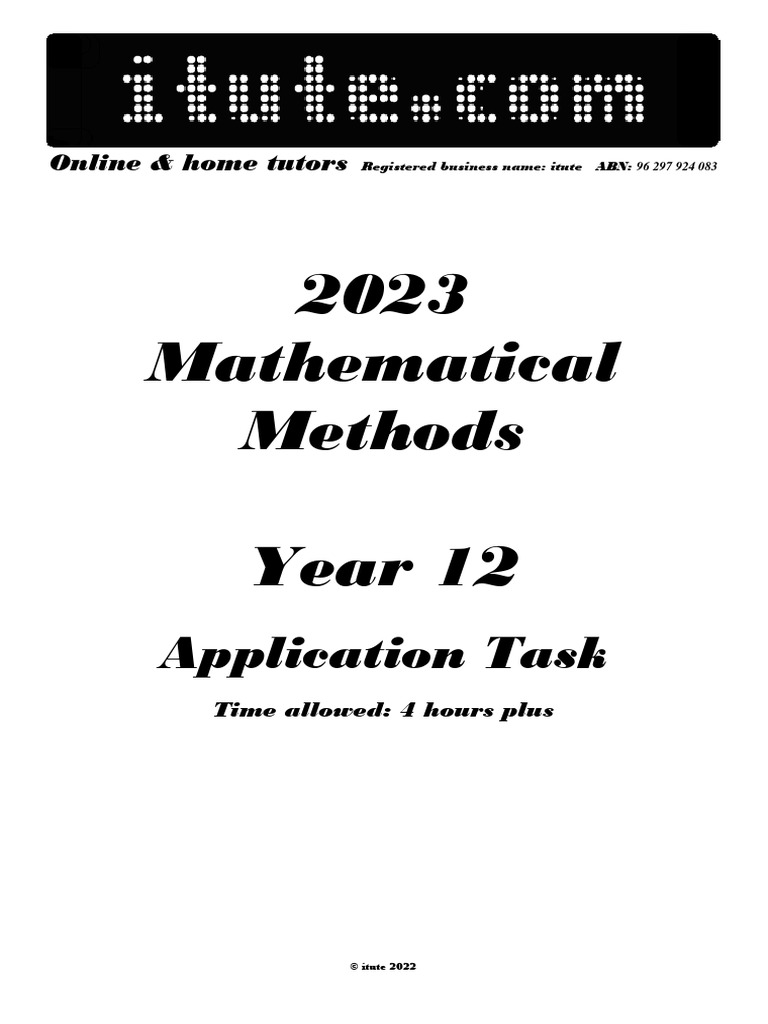 Mathematical Methods Year 12 Application Task | PDF | Polynomial ...