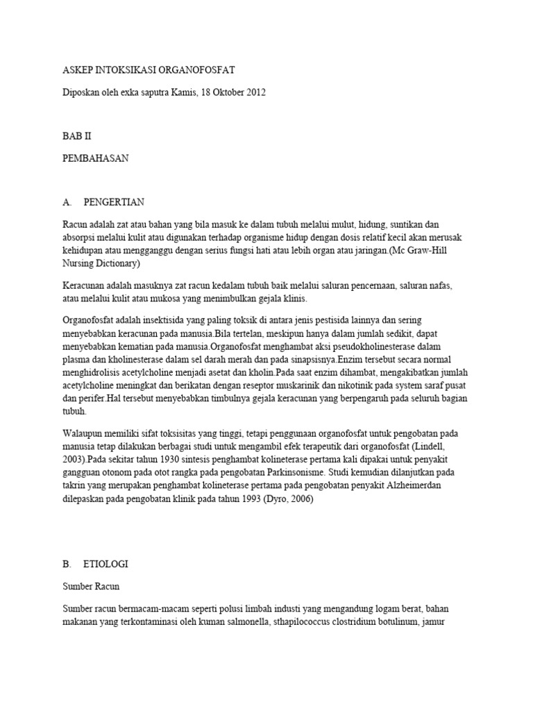 Askep Intoksikasi Organofosfat | PDF