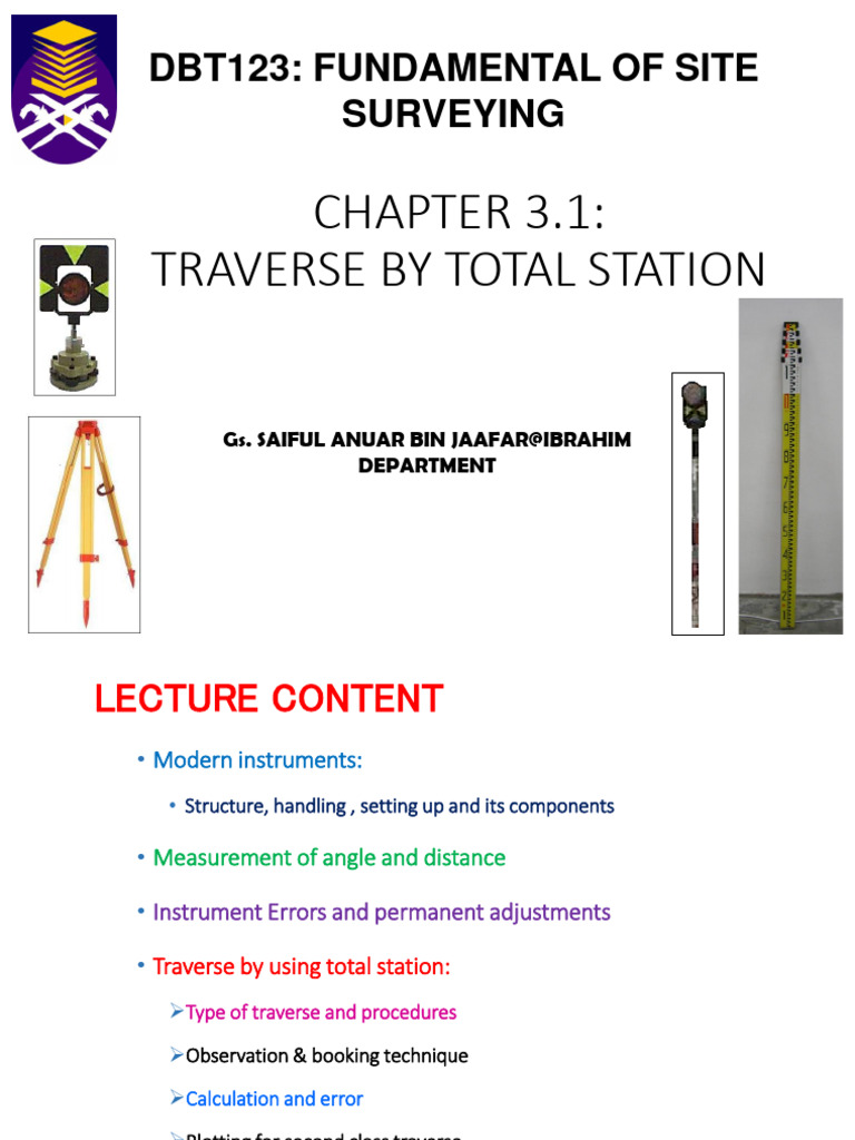Closed Traverse Surveying with Total Station | PDF | Surveying | Compass