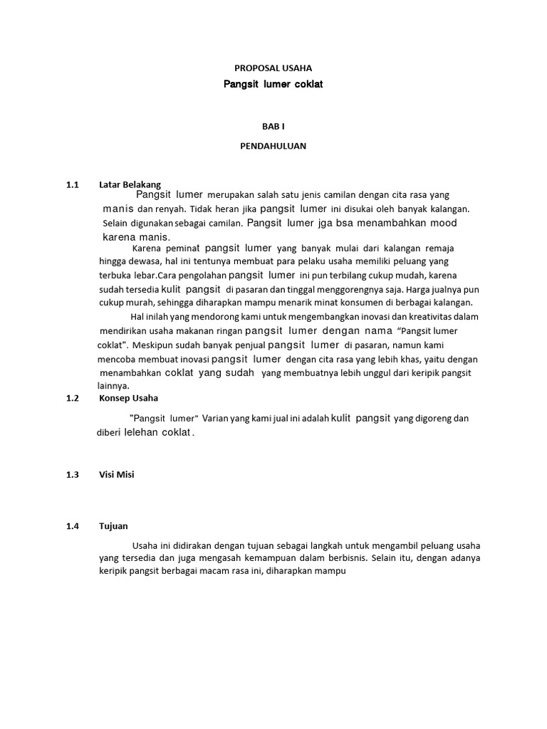 Pangsit Lumer Coklat: Peluang Usaha Camilan | PDF