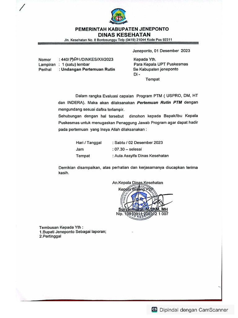 Undangan Pertemuan Rutin Ptm Pdf
