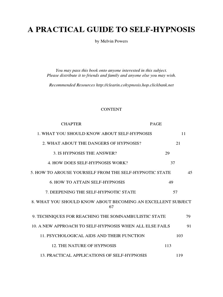 A Practical Guide To Self-Hypnosis Author Melvin Powers | PDF | Hypnosis | Psychotherapy