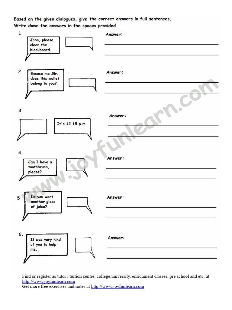 Dialogue Completion Exercises 3 | PDF