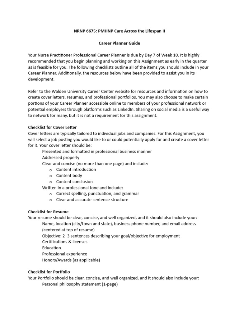 PMHNP Career Planner Guidelines | PDF | Résumé | Human Communication