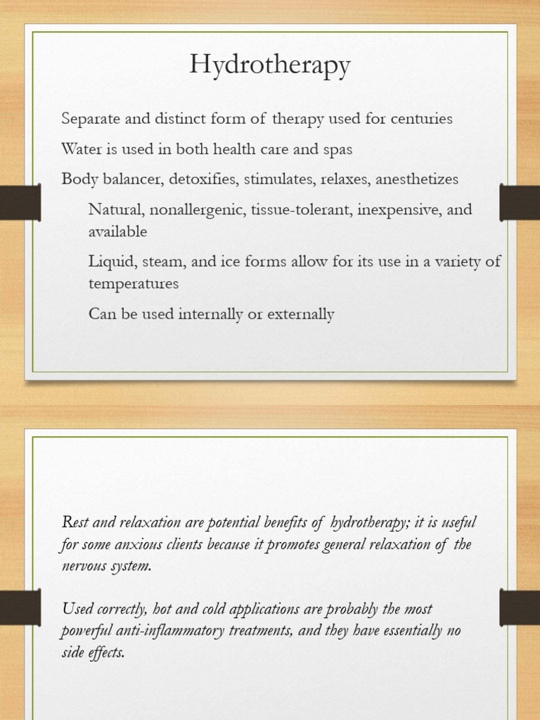 Hydrotherapy (Presentation) Author Kim Jackson | PDF | Essential Oil | Massage