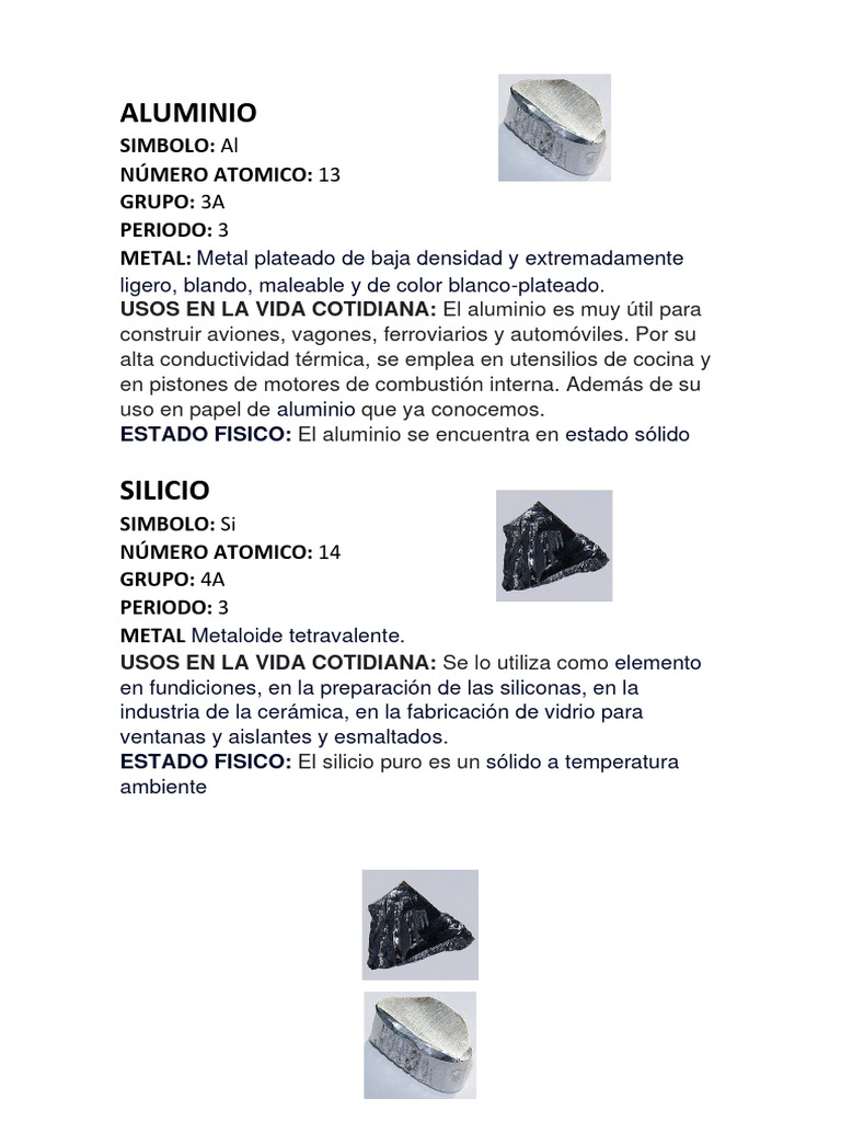 Propiedades y Usos del Aluminio y Silicio | PDF | Negocios | Tecnología