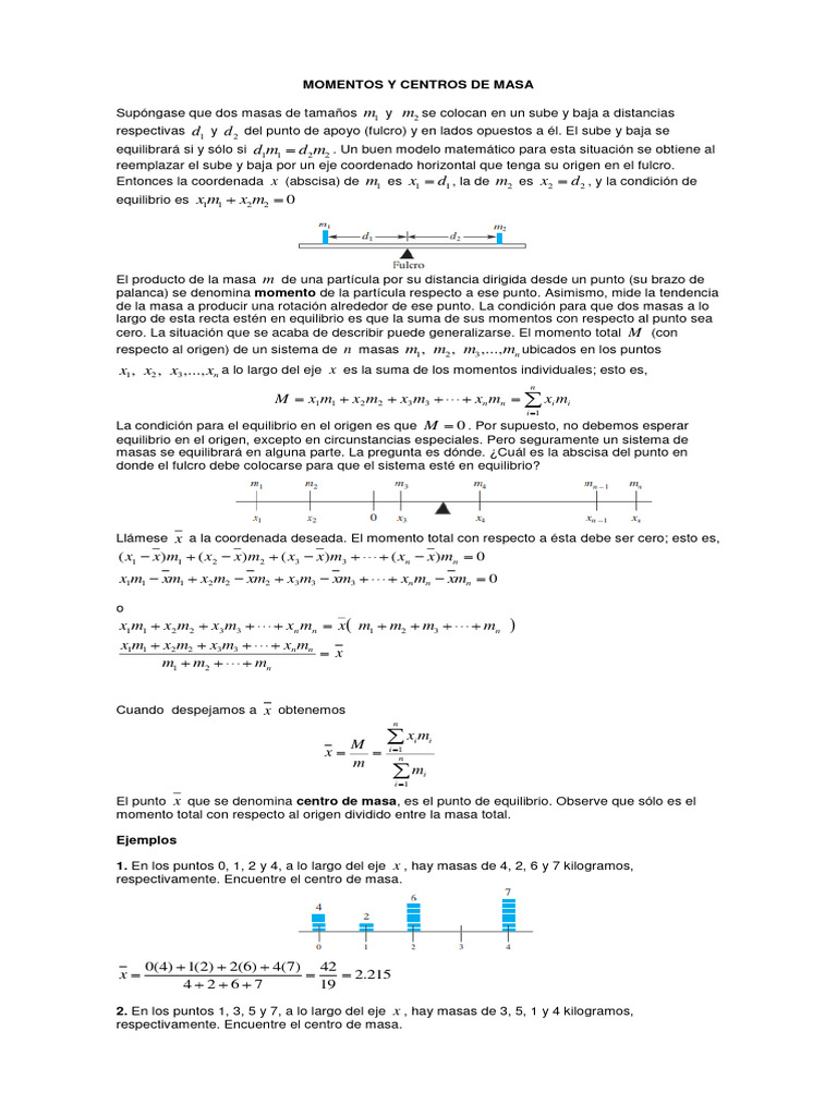 Momentos y Centros de Masa | PDF | Sistema de coordenadas Cartesianas ...