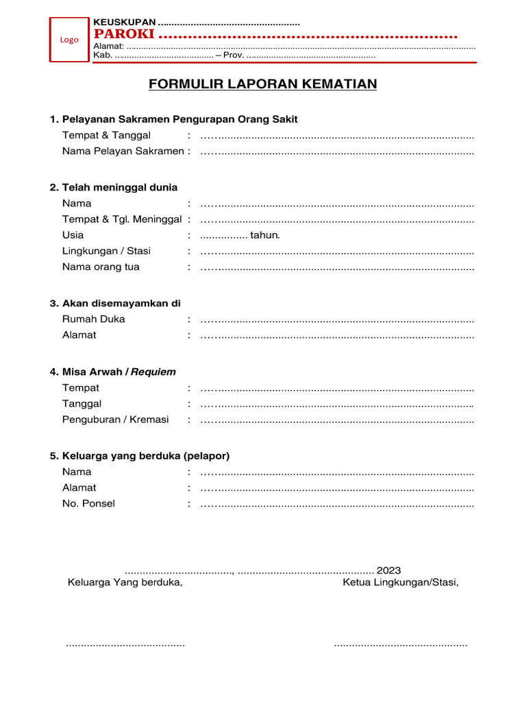 Formulir Laporan Kematian | PDF