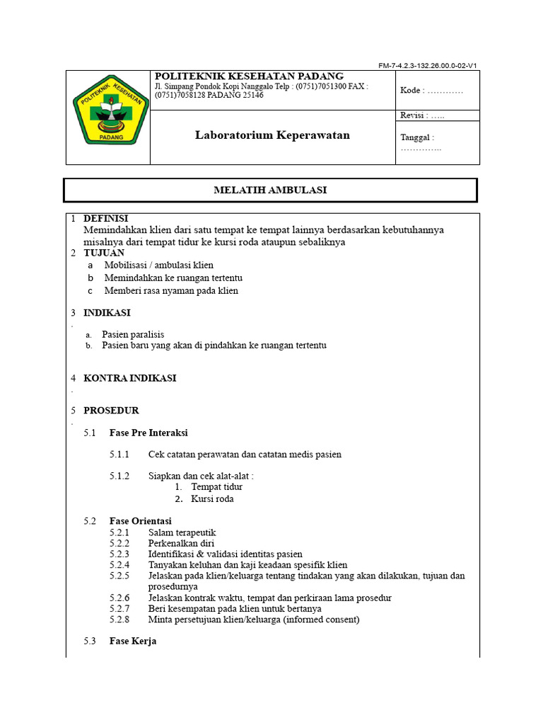 Sop Melatih Ambulasi | PDF