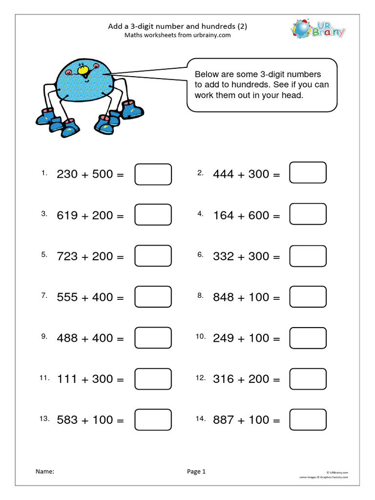 Add 3-Digit Numbers to Hundreds | PDF