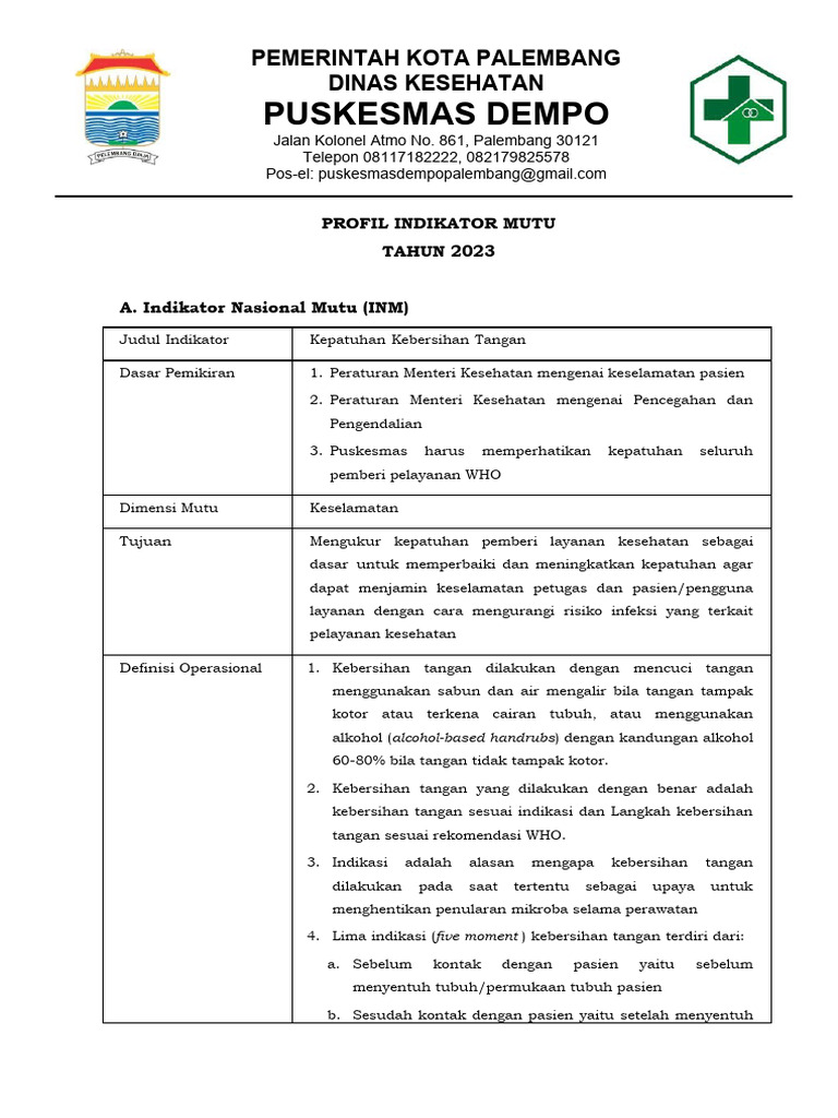 (DR - Puspa) Profil Indikator Mutu | PDF | Kesehatan Holistik | Sains & Matematika